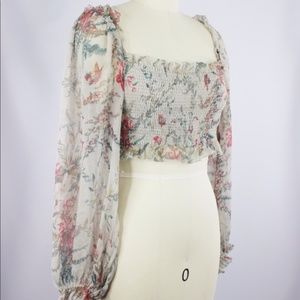 Zimmermann | Tops | New Zimmerman Bayou Floral Shirred Silk Crepe ...